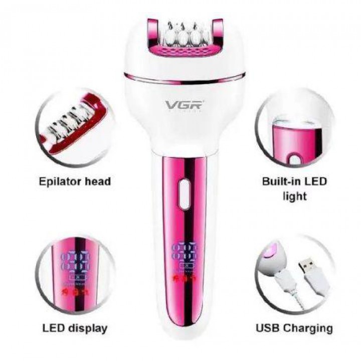 Епілятор VGR 3 в 1 V-732 PINK, 3 насадки, LED display - BASESHOP | Інтернет магазин у Києві ...